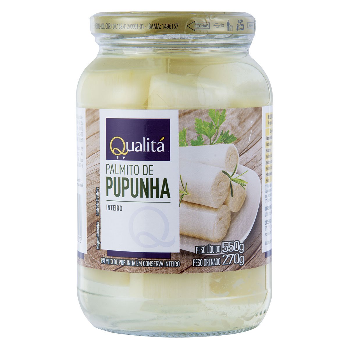 Palmito Pupunha Inteiro QUALITÁ Vidro 270g | Pão de Açúcar