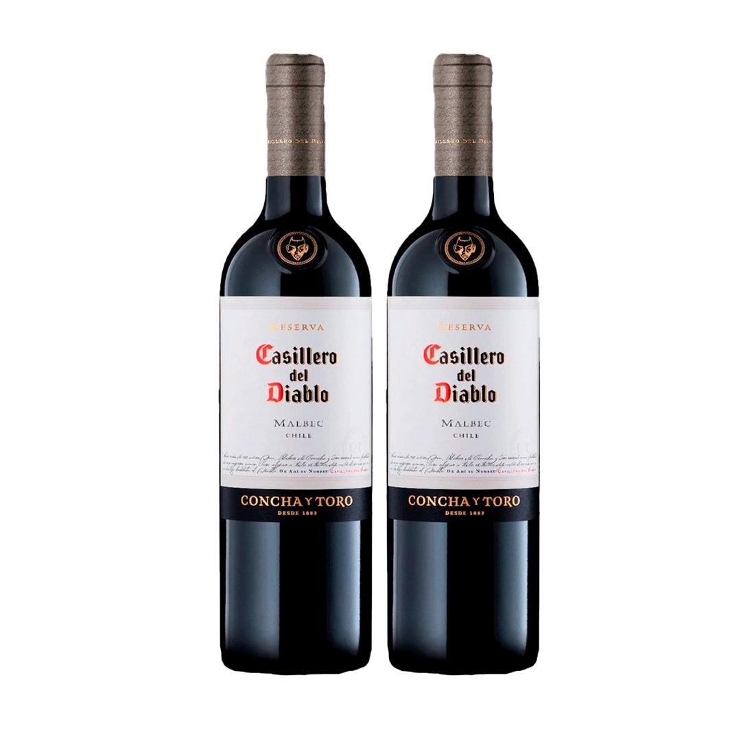 Kit 2 Garrafas Vinho Chile Casillero del Diablo Malbec 750ml | Pão de ...