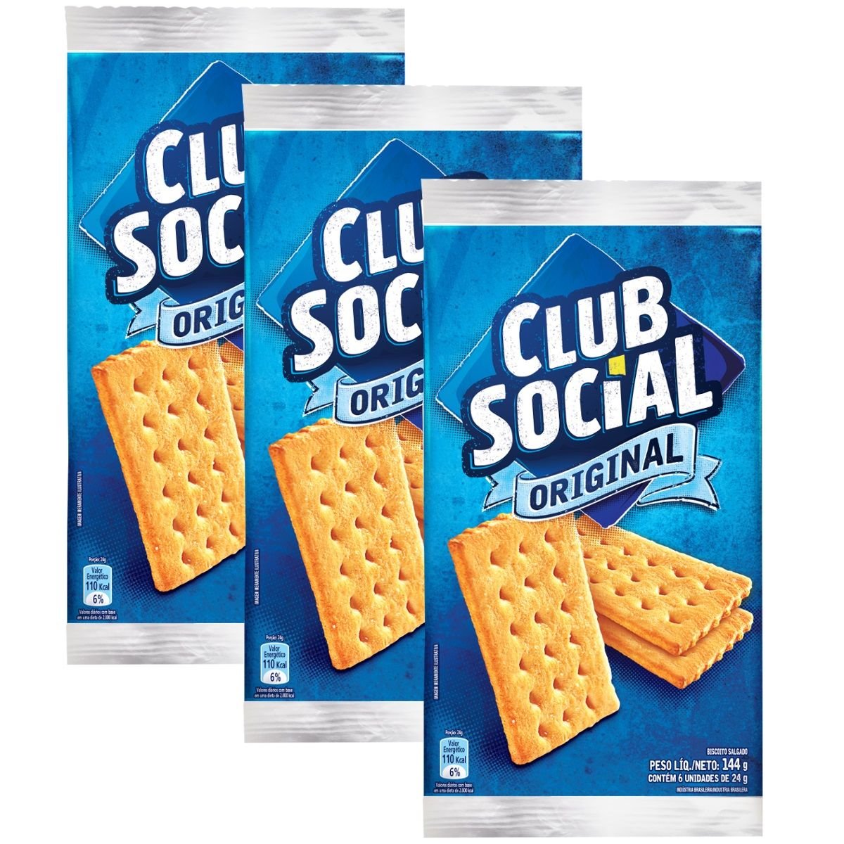 Kit com 3 Biscoito CLUB SOCIAL Original Pacote 144g Cada | Pão de Açúcar