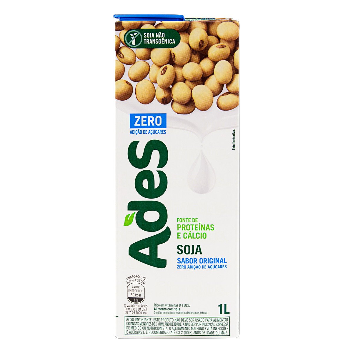 Bebida a Base de Soja Ades Sabor Original Zero TP 1L | Pão de Açúcar