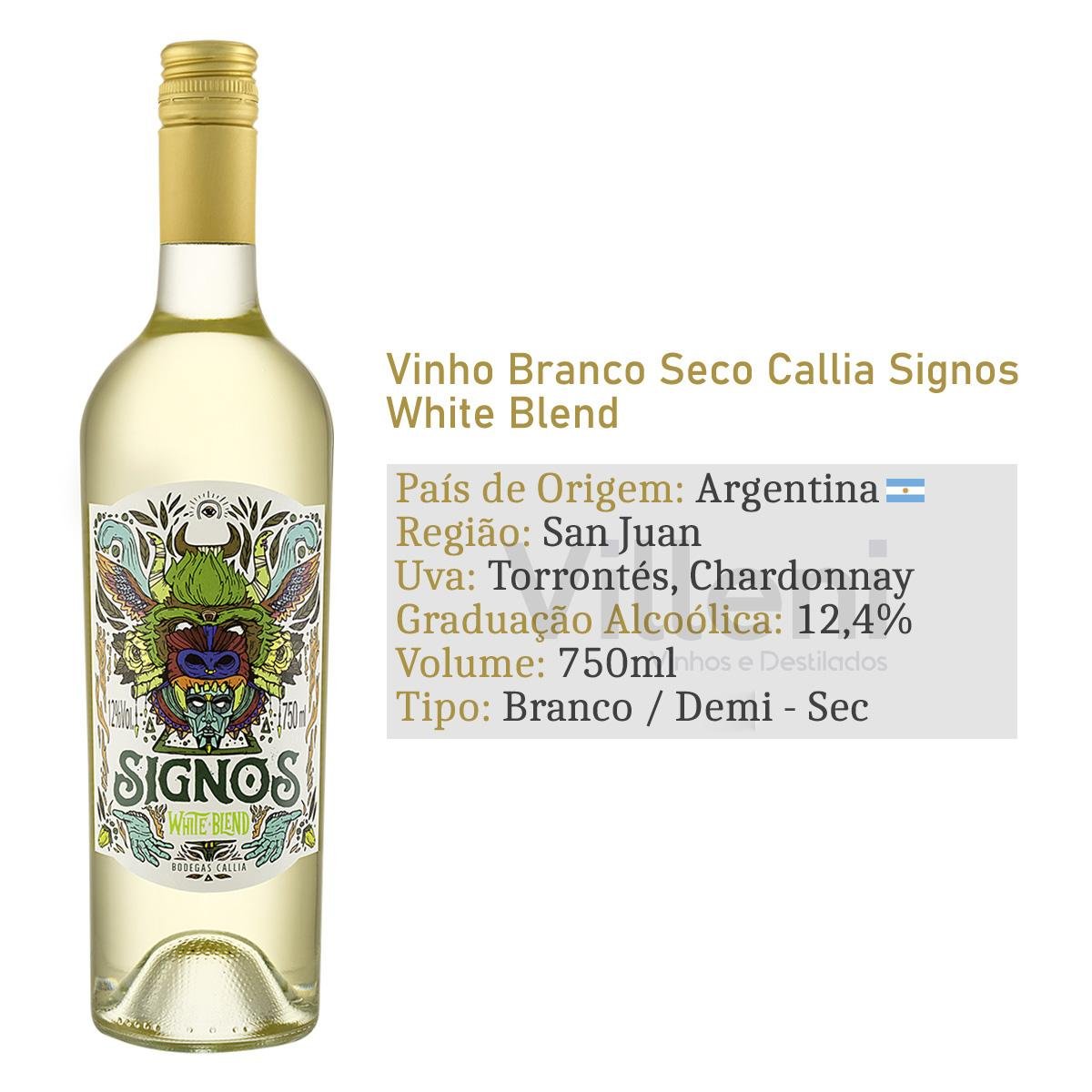 Kit 03 Un. Vinho Branco Seco Callia Signos White Blend 750ml | Pão de ...