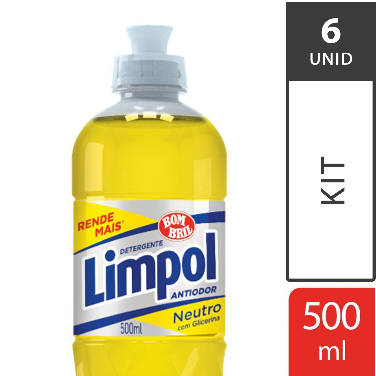 Kit com 6 Detergente Líquido LIMPOL Neutro 500ml | Pão de Açúcar