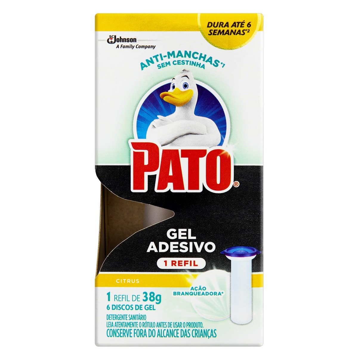 Desodorizador Sanitário PATO Gel Adesivo Refil Ação Branqueadora Citrus ...