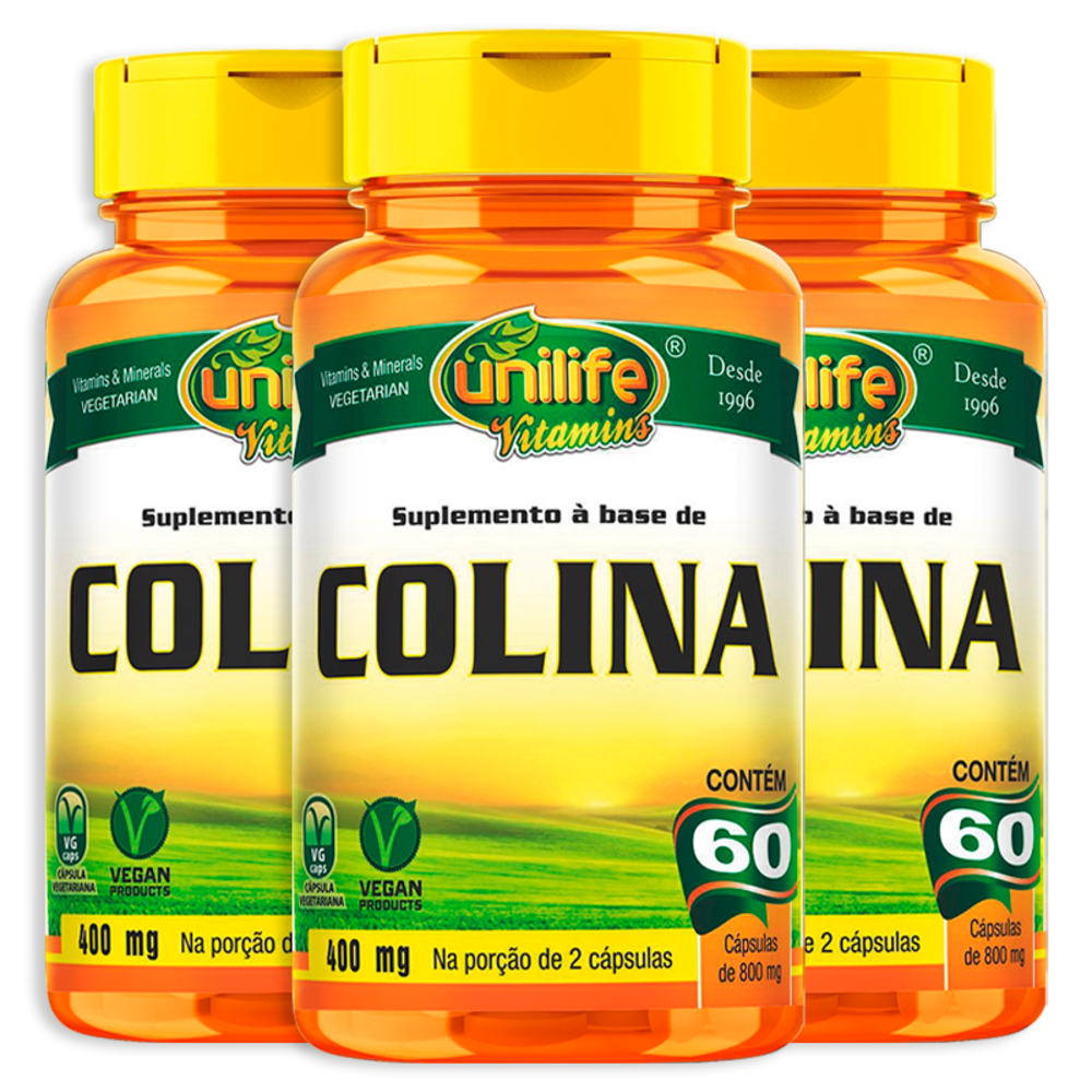 Kit 3 Colina vitamina B8 Unilife 60 cápsulas | Pão de Açúcar