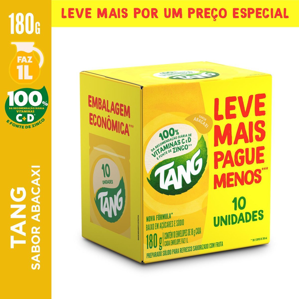Refresco em Pó Tang Abacaxi Leve 10 por Preço Especial | Pão de Açúcar