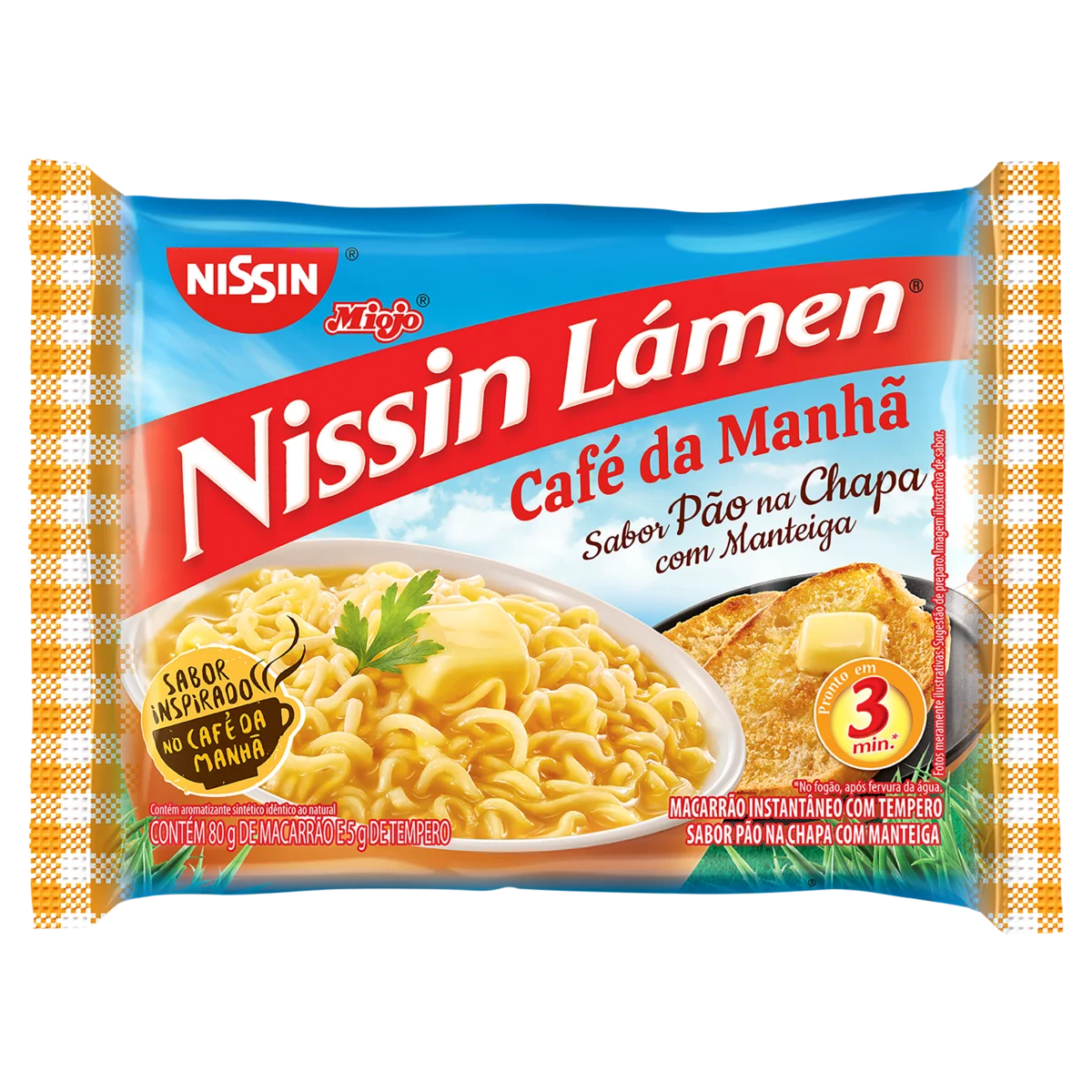 Macarrão Instantâneo Lámen Pão na Chapa com Manteiga Nissin Miojo Café ...