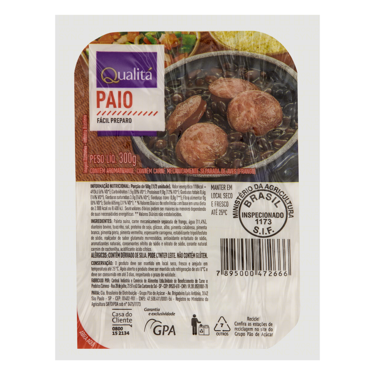 Linguiça Paio QUALITÁ 300g | Pão de Açúcar