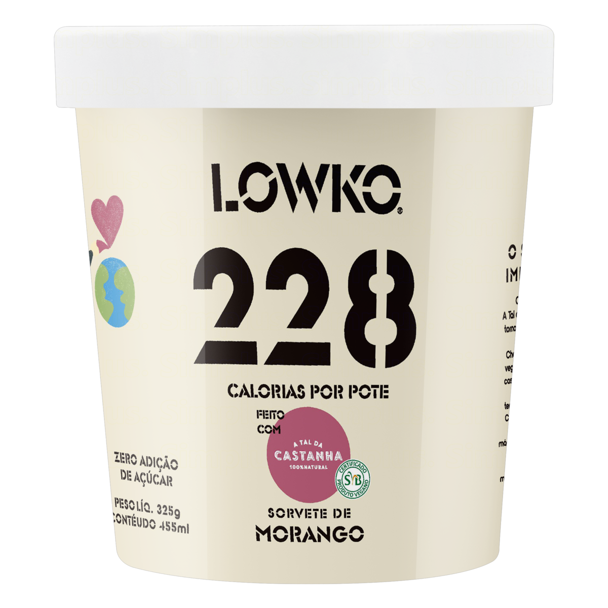 Sorvete Morango Lowko Pote 455ml | Pão de Açúcar