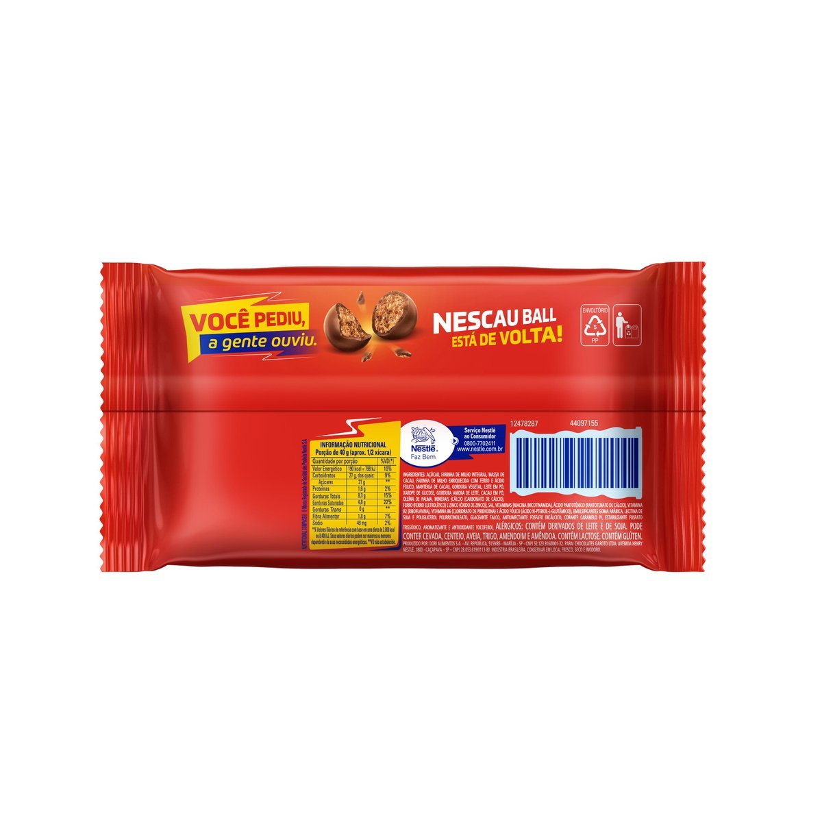 Chocolate ao Leite Nescau Ball Pacote 75g | Pão de Açúcar