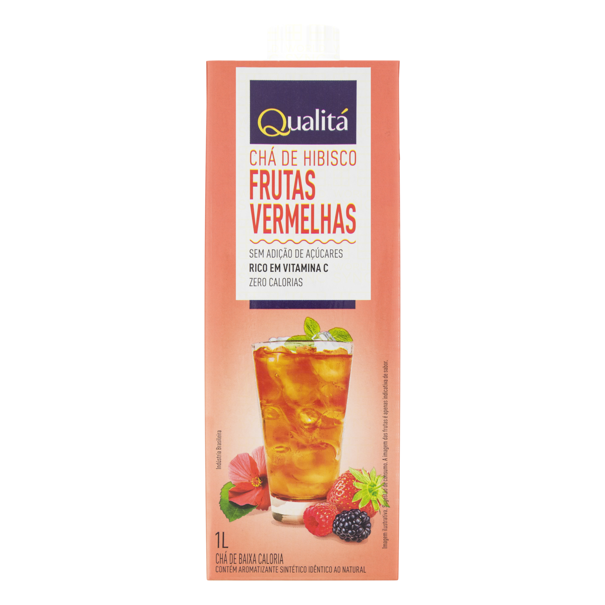 Chá Hibisco e Frutas Vermelhas sem Adição de Açúcar Qualitá Caixa 1l ...