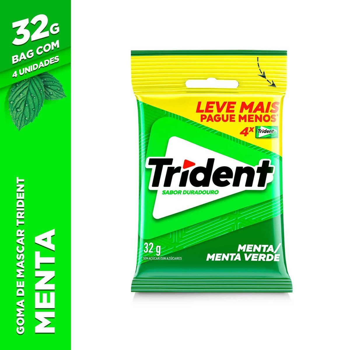 Chiclete Trident menta bag com 4 unidades | Pão de Açúcar