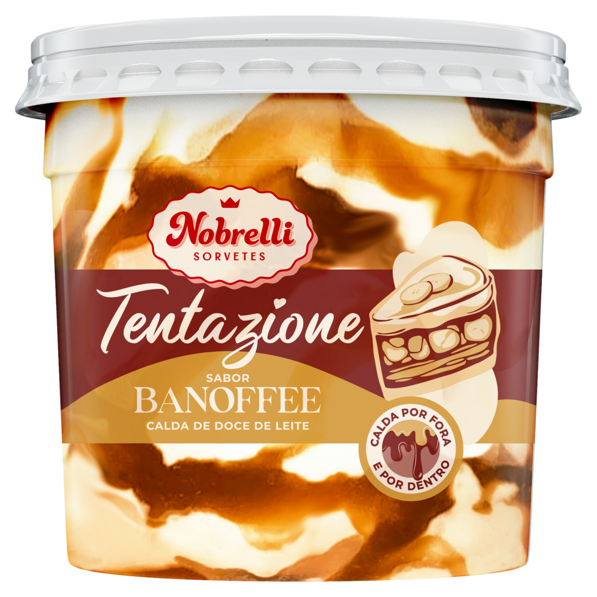 Sorvete Banoffee Calda Doce de Leite Nobrelli Tentazione Pote 1,5l ...