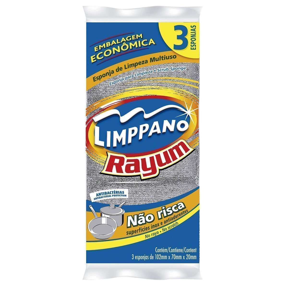 Esponja Multi Uso LIMPPANO Rayum Pacote com 3 Unidades | Pão de Açúcar