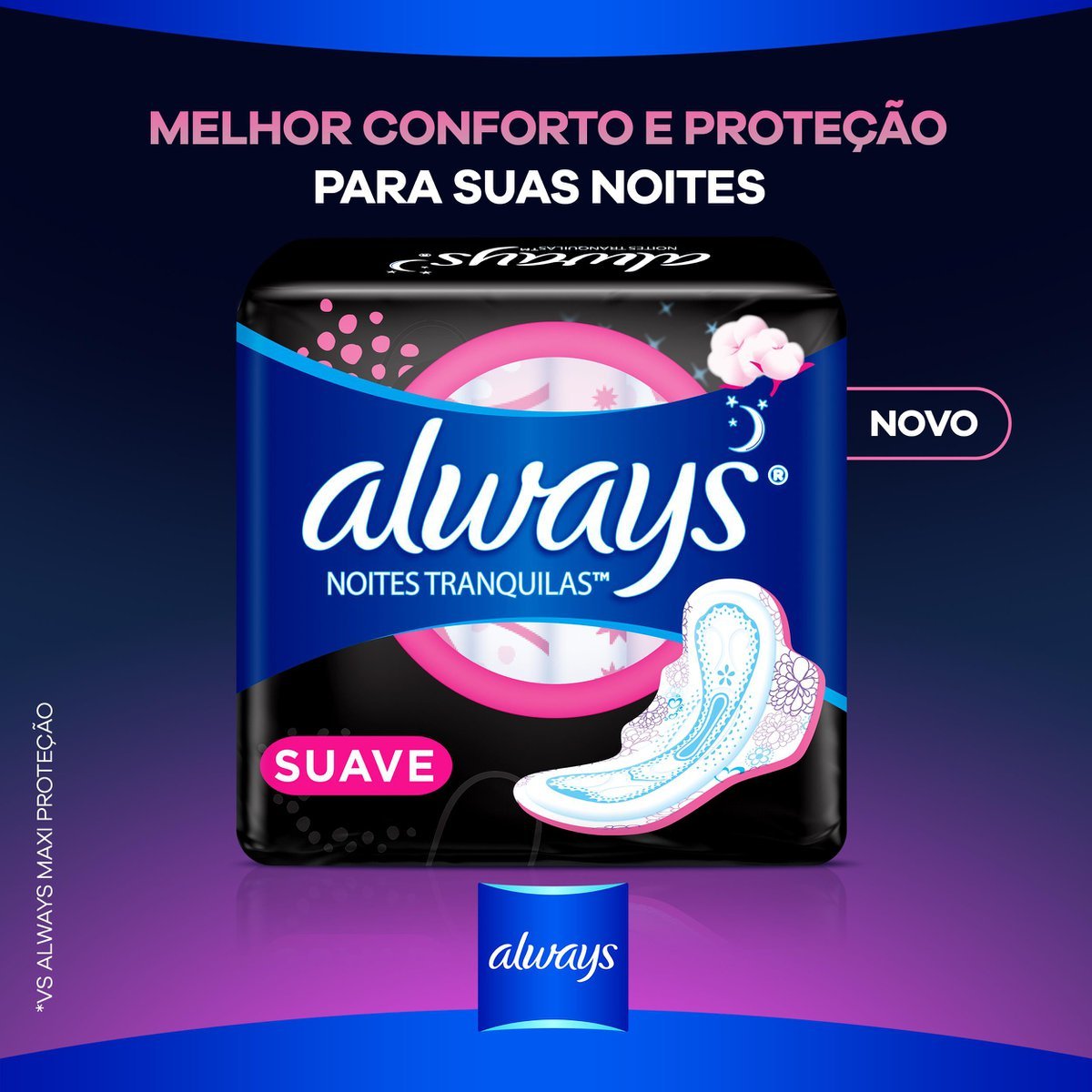 Absorvente Noturno Always Noites Tranquilas Suave com abas 32 Unidades ...