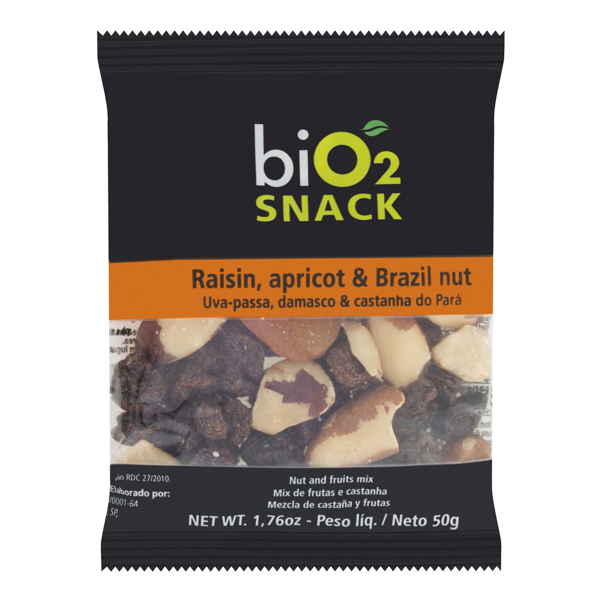Snack Orgânico Sabor Damasco, Uva & Castanha do Pará Nuts BIO2 Pacote ...