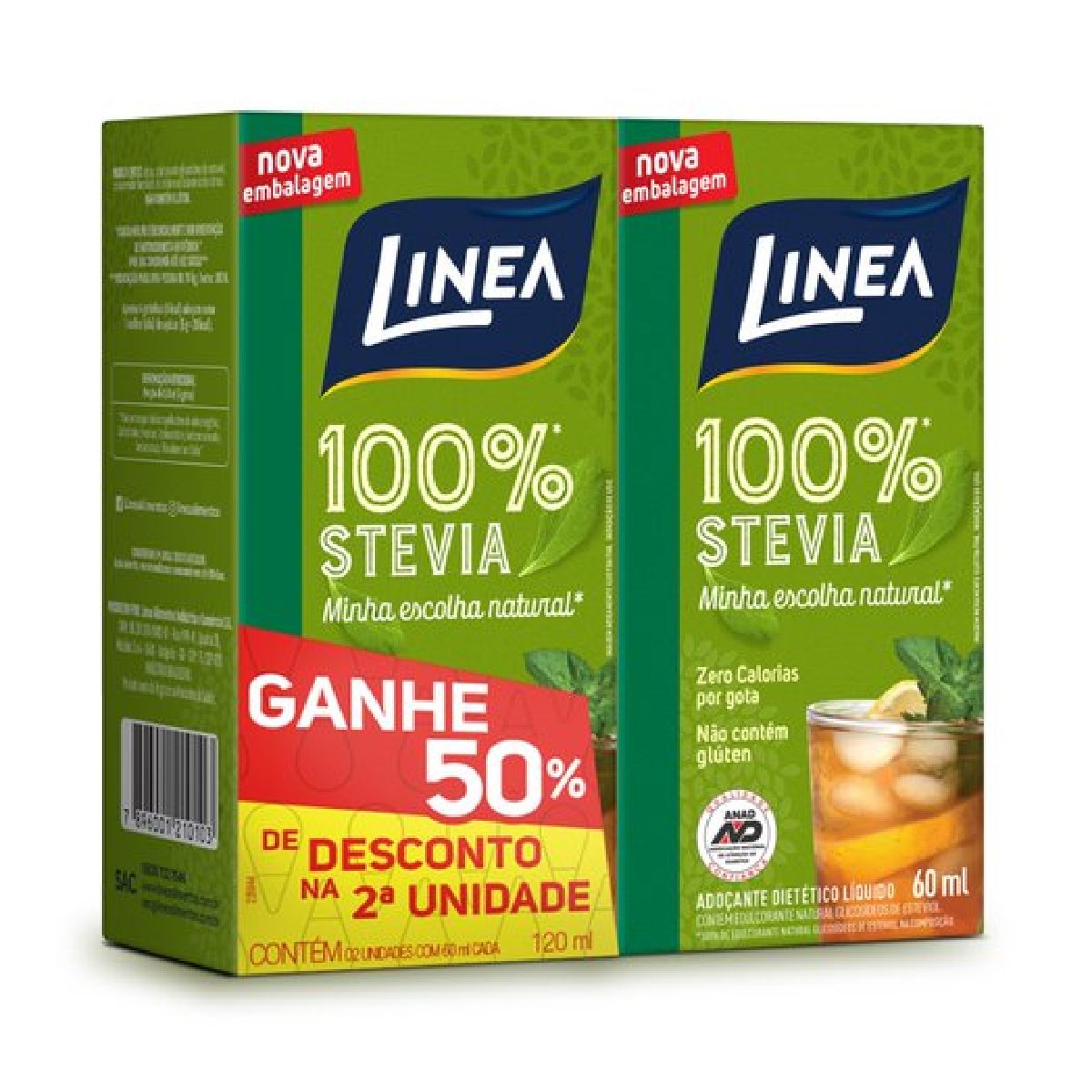 Pack Adoçante Líquido Stevia Linea Caixa 120ml 2 Unidades Grátis 50% de ...