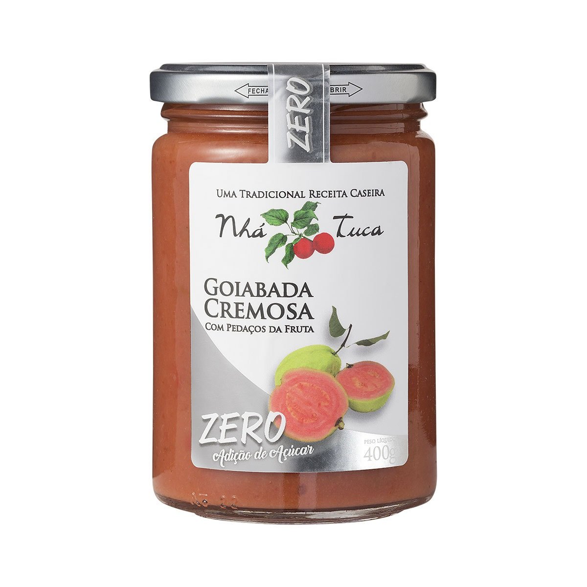 Goiabada Cremosa Zero Açúcar Com Pedaços Da Fruta NHÁ TUCA Vidro 400g ...