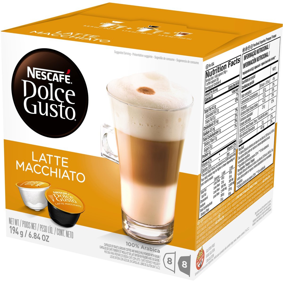 Café em Cápsula NESCAFÉ DOLCE GUSTO Latte Macchiato 16 Cápsulas | Pão ...