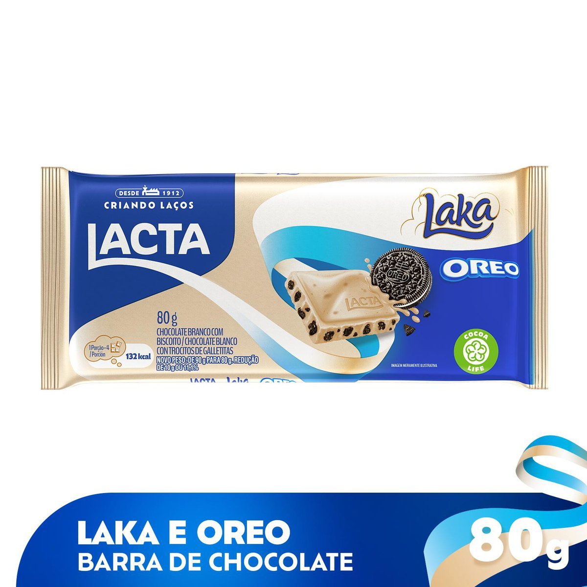 Chocolate Branco Lacta Laka Oreo 80g | Pão de Açúcar