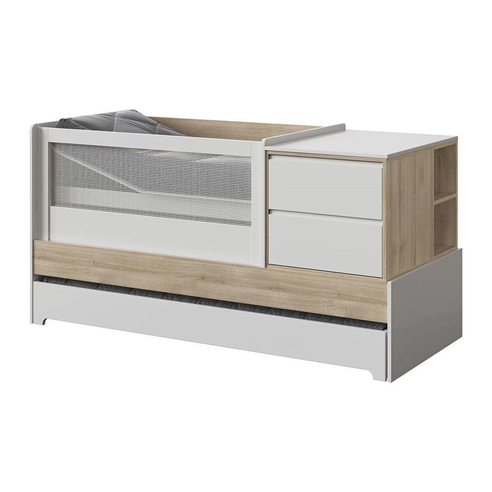 Berço Cama Sol e Mar Divicar Branco Acetinado/Carvalho Treviso | Pão de ...