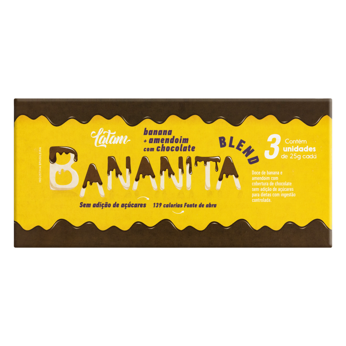 Doce De Banana Com Amendoim Cobertura Chocolate Latam Bananita Blend