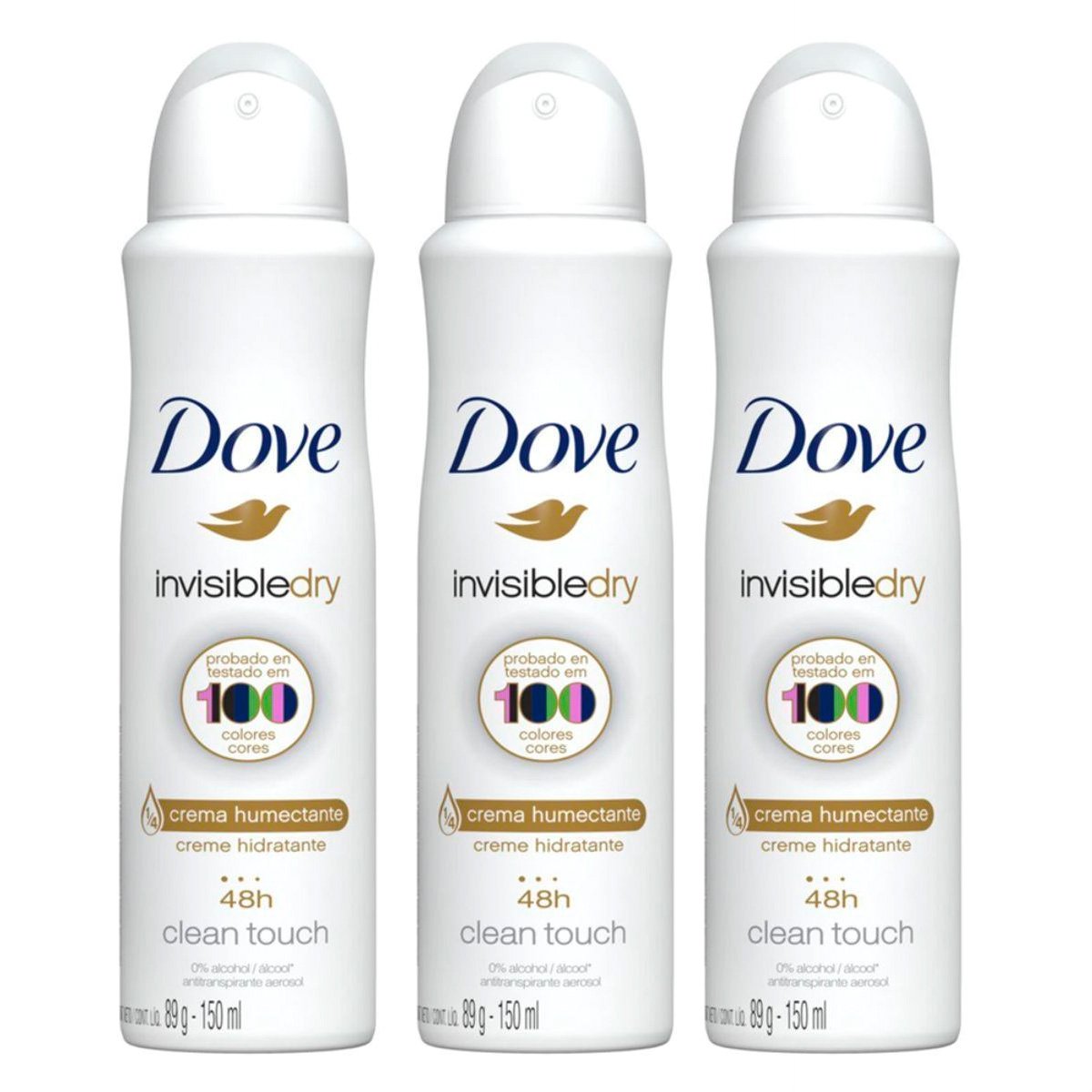 Kit 3 Desodorantes Antitranspirante Aerosol Dove Invisible Dry 150ml ...