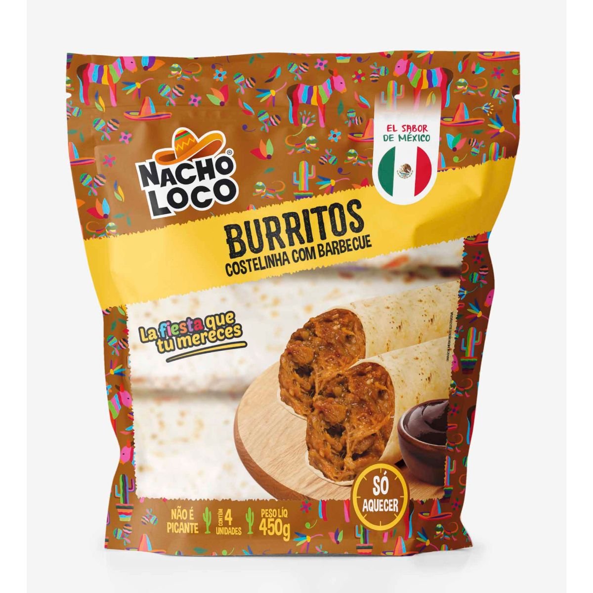 Burritos Nacho Loco Costelinha com Barbecue 450g | Pão de Açúcar