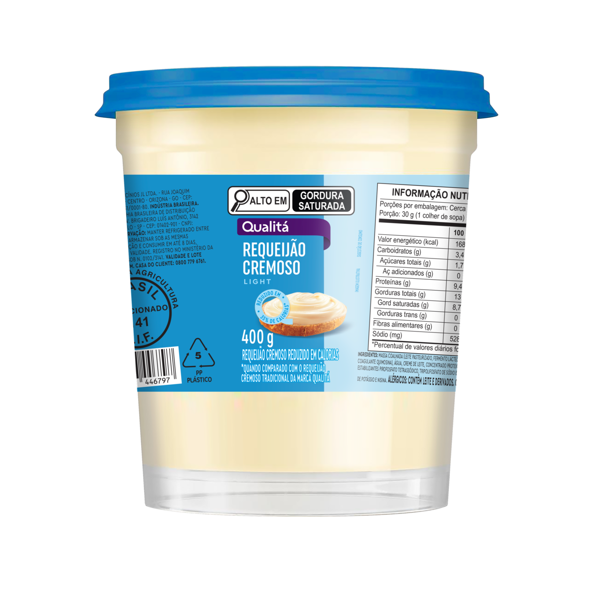 Requeijão Cremoso Light Qualitá Pote 400g | Pão de Açúcar