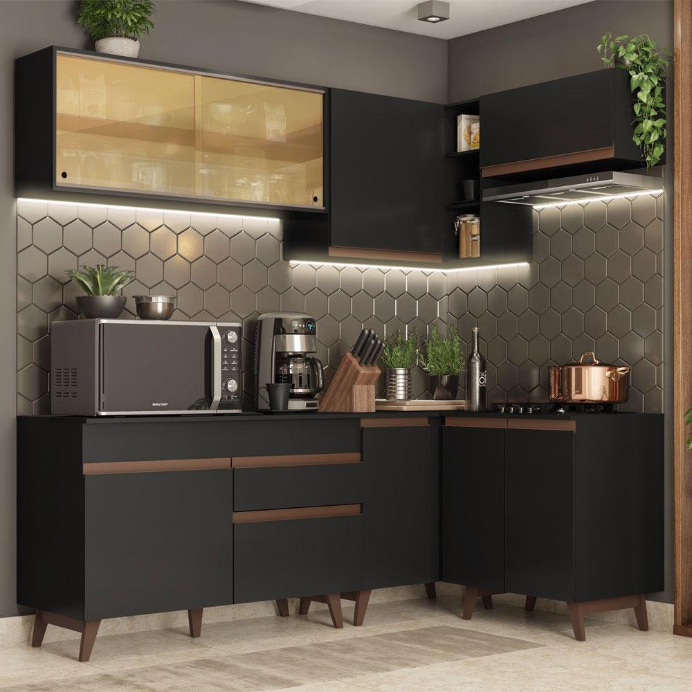 Armário de Cozinha Completa de Canto Madesa Reims 332002 com Balcão e ...