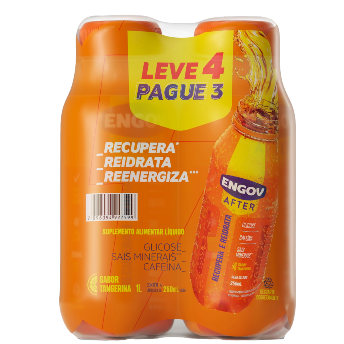 Pack Suplemento Alimentar Líquido Tangerina Engov After Frasco 250ml ...