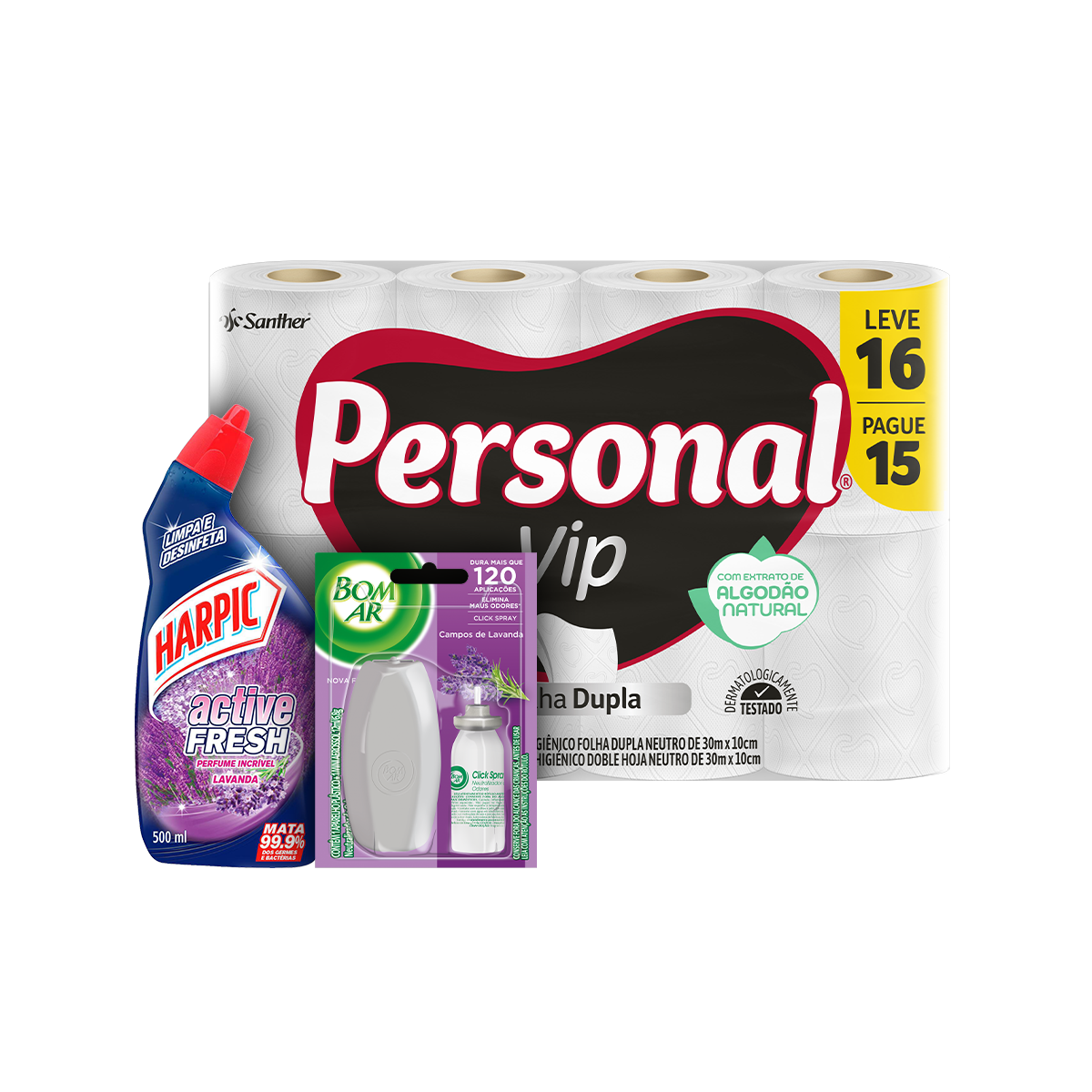 Kit Papel Higiênico Folha Dupla Neutro PERSONAL Vip Leve 16 Pague 15 ...
