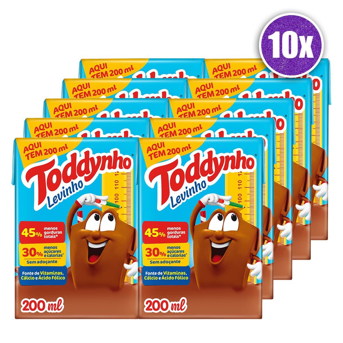 Kit com 10 Bebida Láctea Uht Chocolate Toddynho Levinho Caixa 200Ml ...