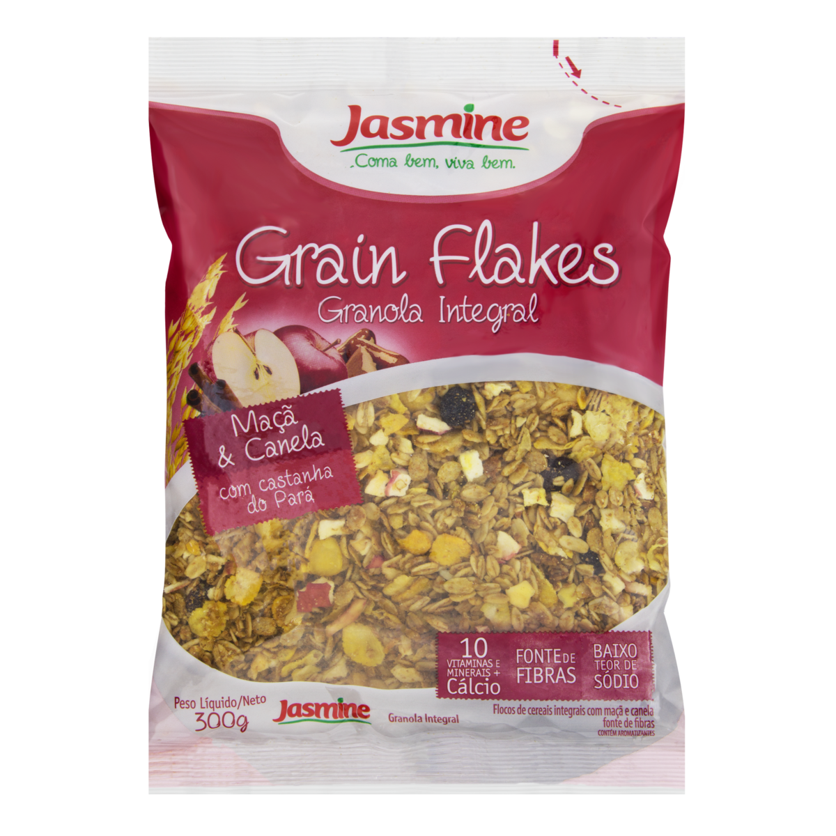 Granola Grain Flakes Maçã & Canela Integral Zero Gorduras Trans Jasmine ...
