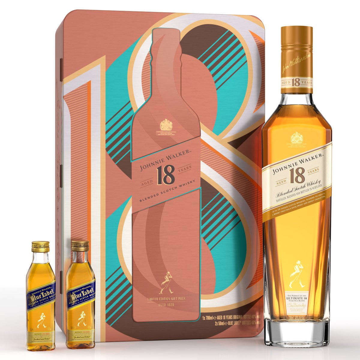 Kit 1 Whisky Escocês Blended Aged 700ml + 2 Blue Label 50ml Johnnie ...
