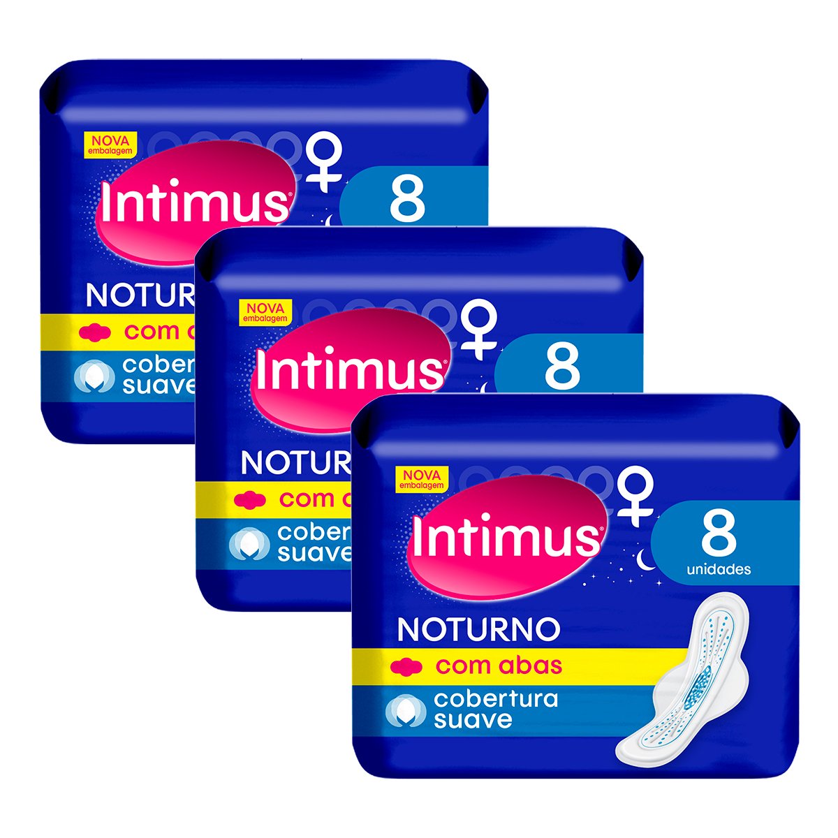 Kit Absorvente Externo Intimus Noturno Suave com Abas 8 Unidades - 10% ...