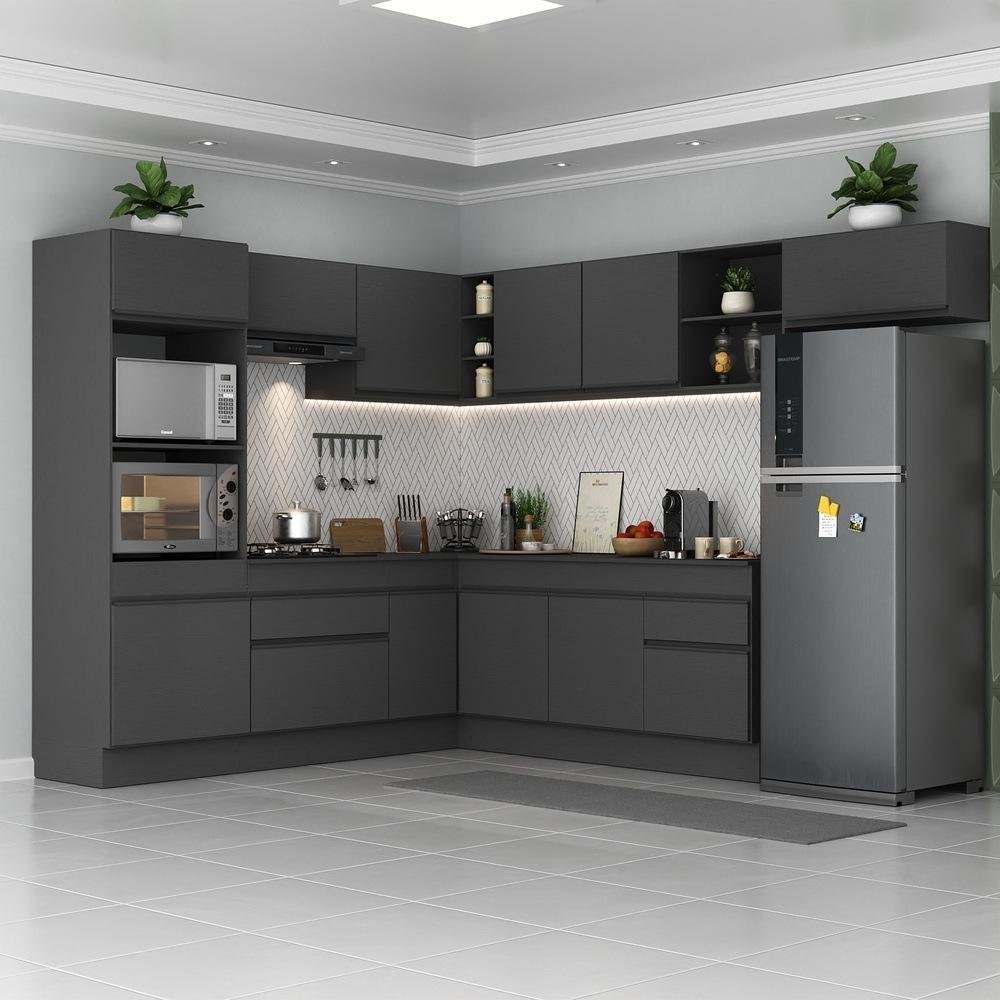 Armário de Cozinha Completa de Canto com Rodapé Veneza Multimóveis ...