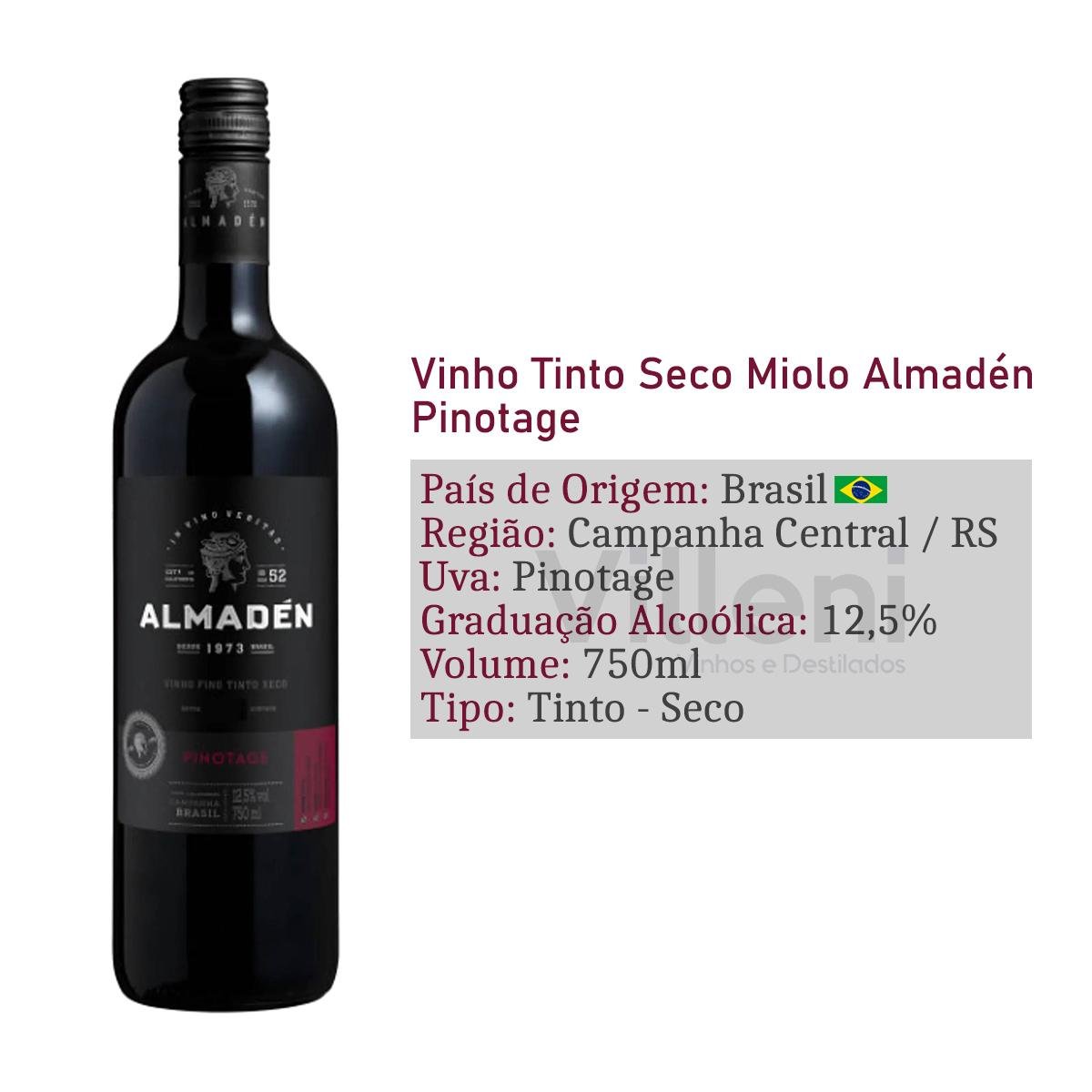 Kit 06 Un. Vinho Tinto Seco Miolo Almadén Pinotage 750ml | Pão de Açúcar
