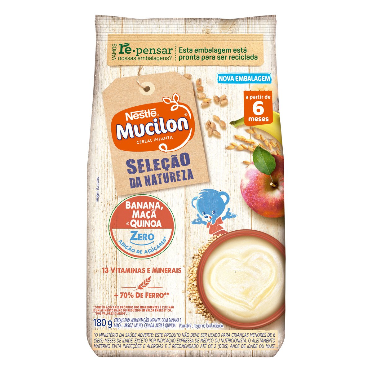 Cereal Infantil MUCILON Banana, Maçã e Quinoa 180g | Pão de Açúcar