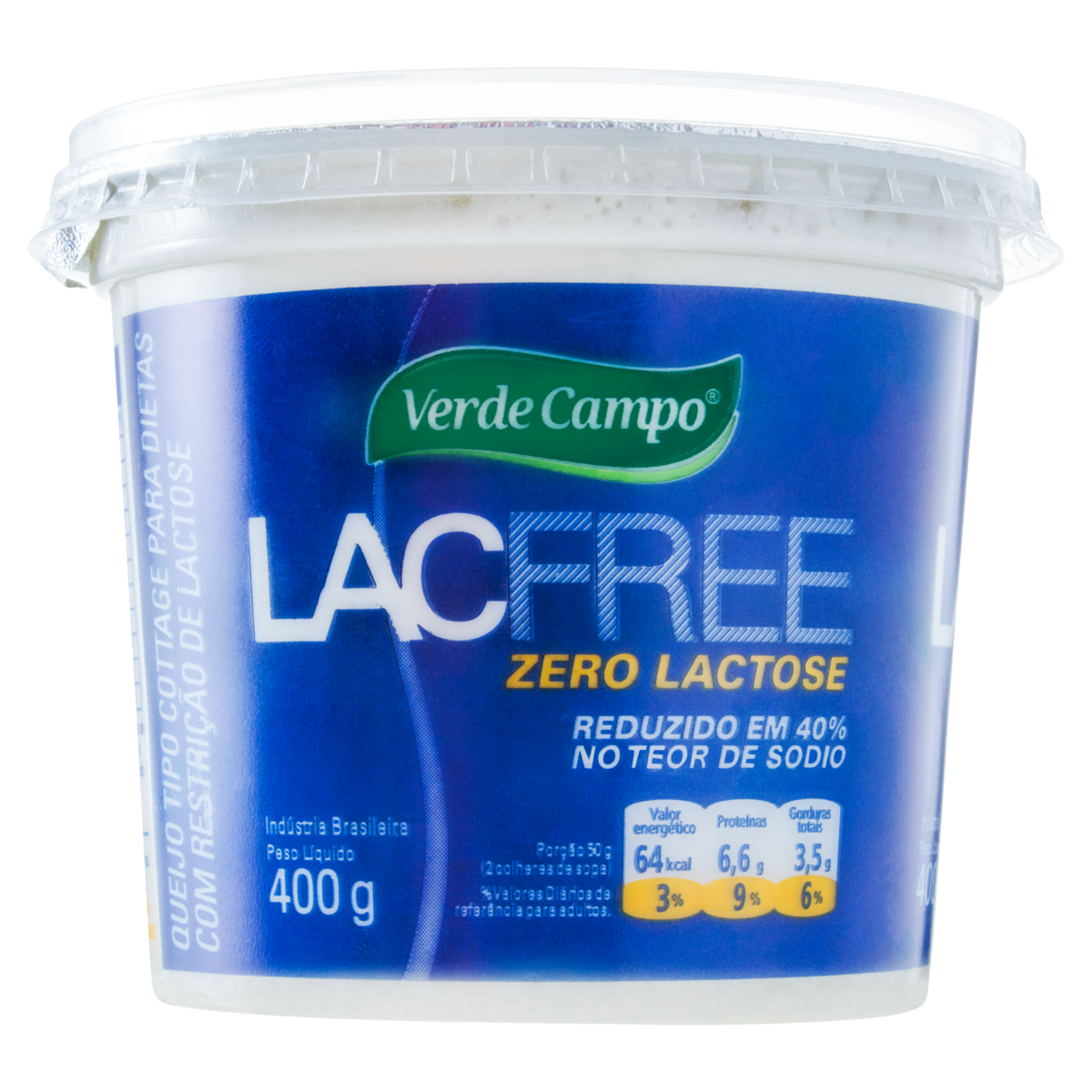 Queijo Cottage Zero Lactose Verde Campo Lacfree Pote 400g | Pão de Açúcar