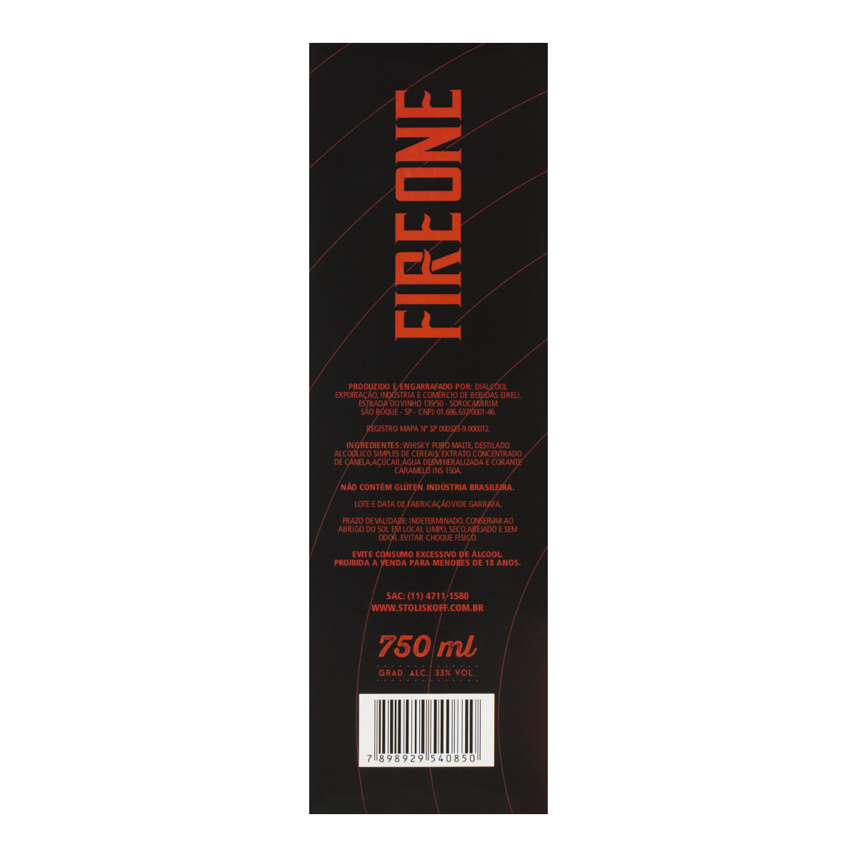Licor Fino de Whisky e Canela FIRE ONE Garrafa 750ml | Pão de Açúcar