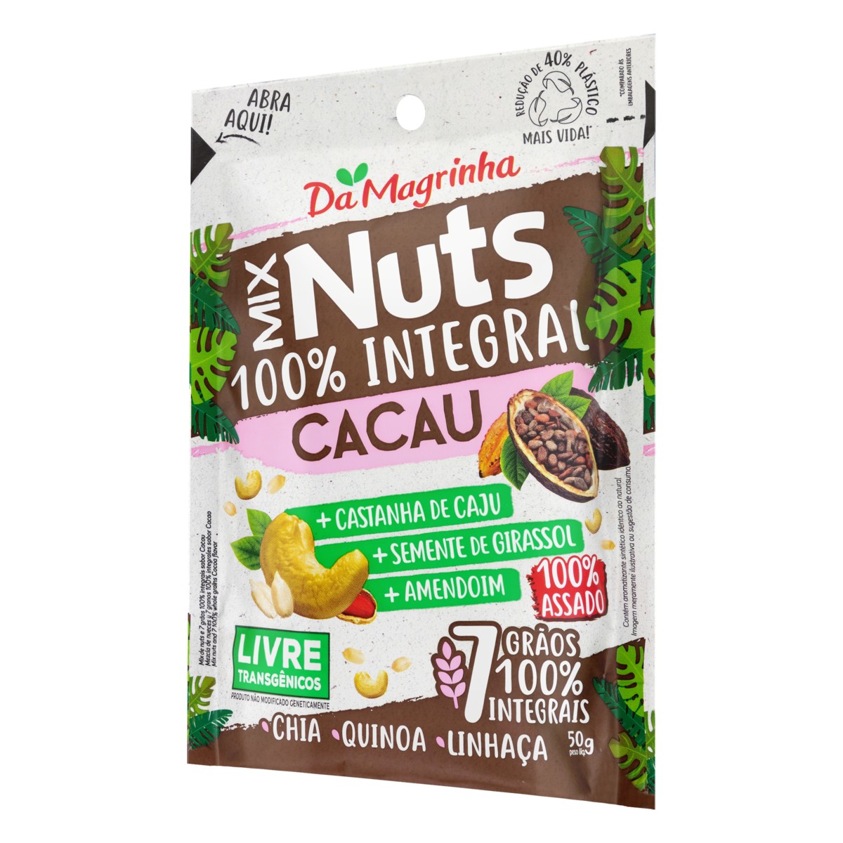 Mix de Nuts Integral Cacau Da Magrinha 7 Grãos Sachê 50g | Pão de Açúcar