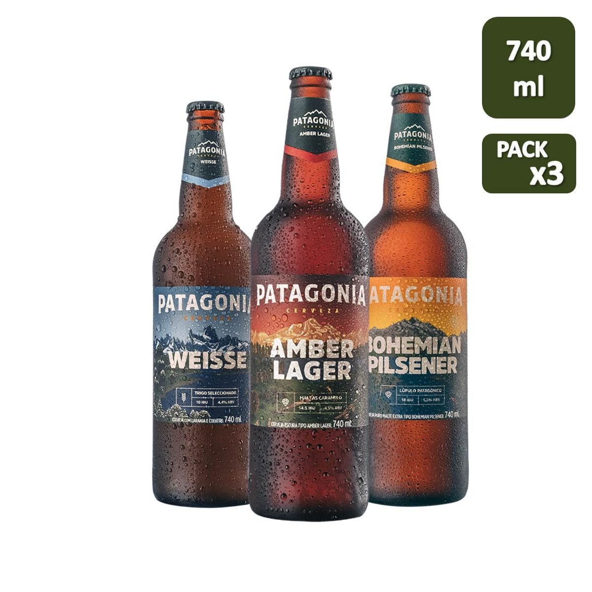 Kit Cervejas Cervejaria PATAGÔNIA com Weisse Garrafa 740ml + Amber ...