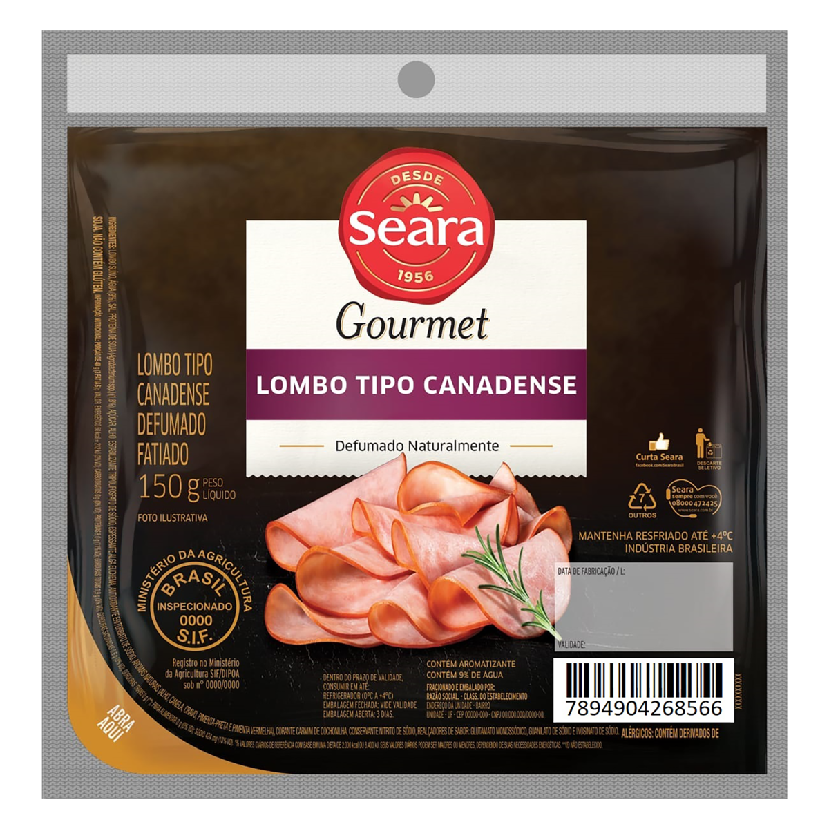 Lombo Canadense Defumado em Fatias Seara Gourmet 150g | Pão de Açúcar