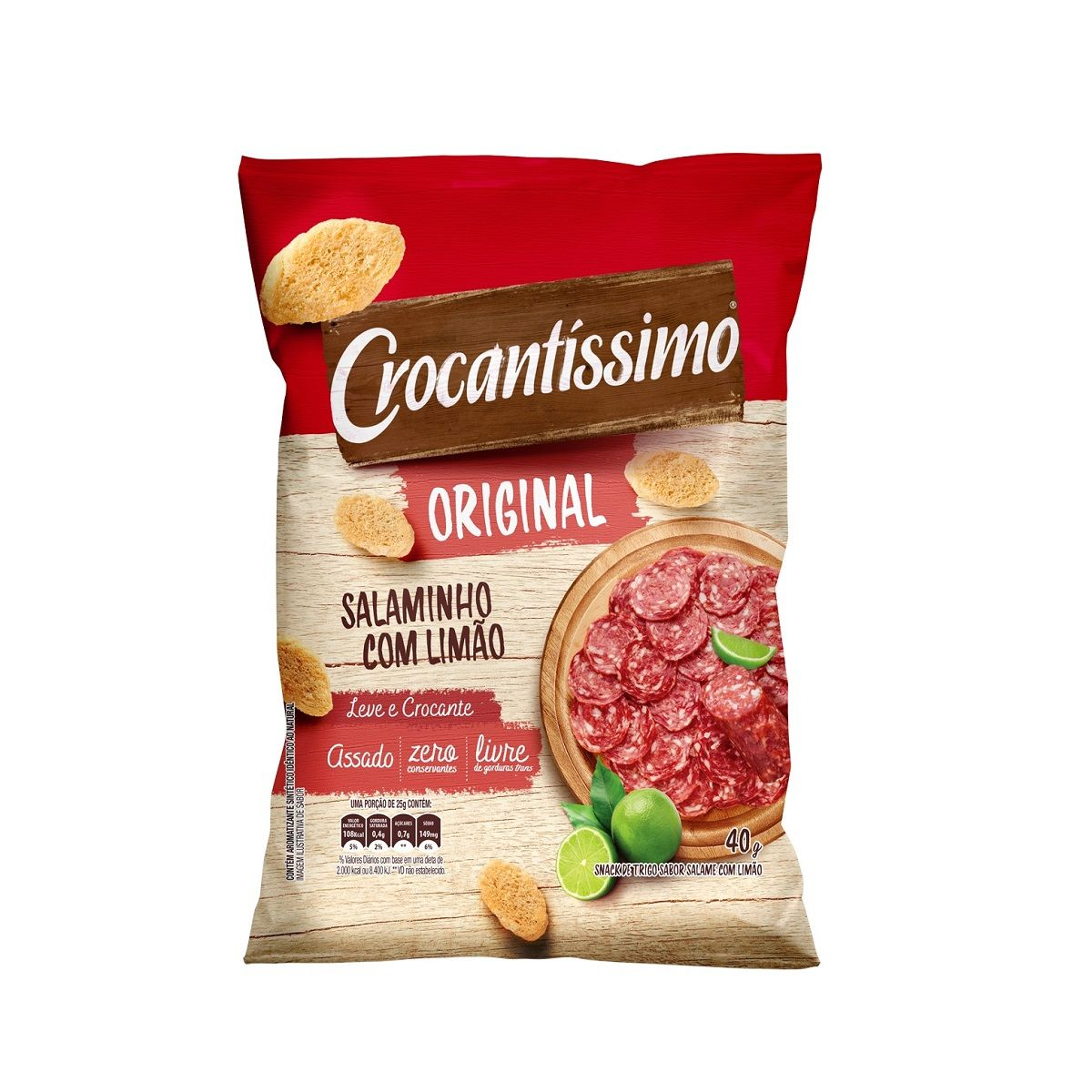 Snack de Trigo Salaminho com Limão Crocantíssimo Original Pacote 40g ...