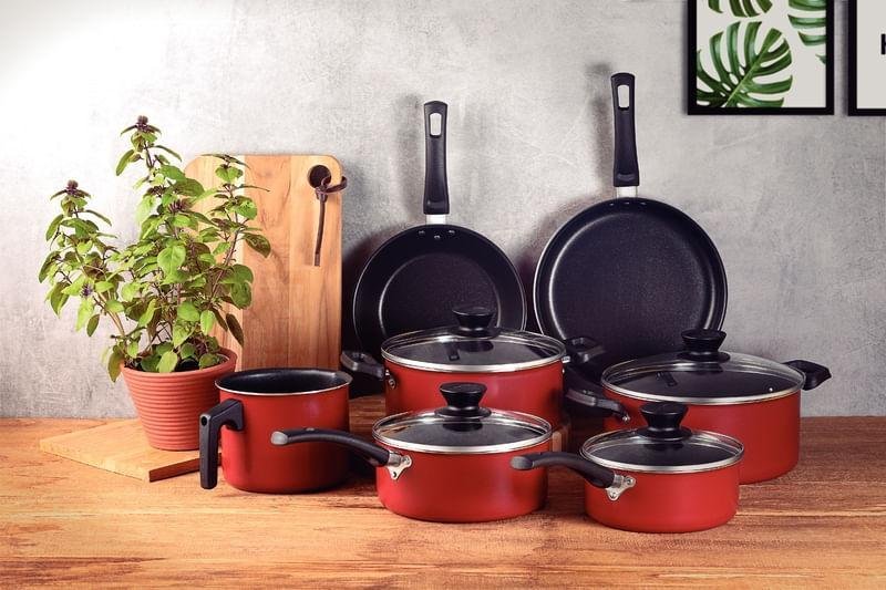 Jogo de Panelas Tramontina Coimbra Antiaderente Vermelho 7 Peças | Pão ...