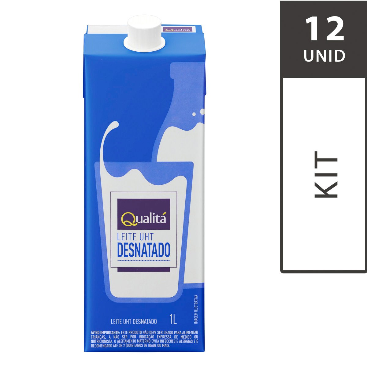 Pack Leite Desnatado QUALITÁ 12 Unidades 1L Cada | Pão de Açúcar