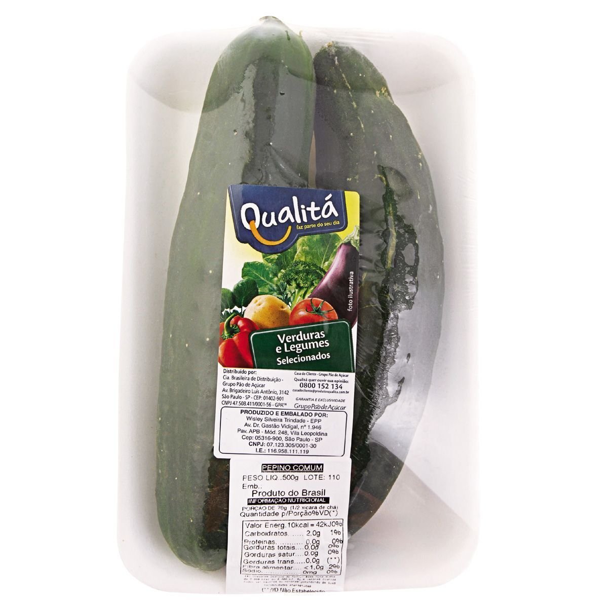 Pepino Comum QUALITÁ Bandeja 500g | Pão de Açúcar