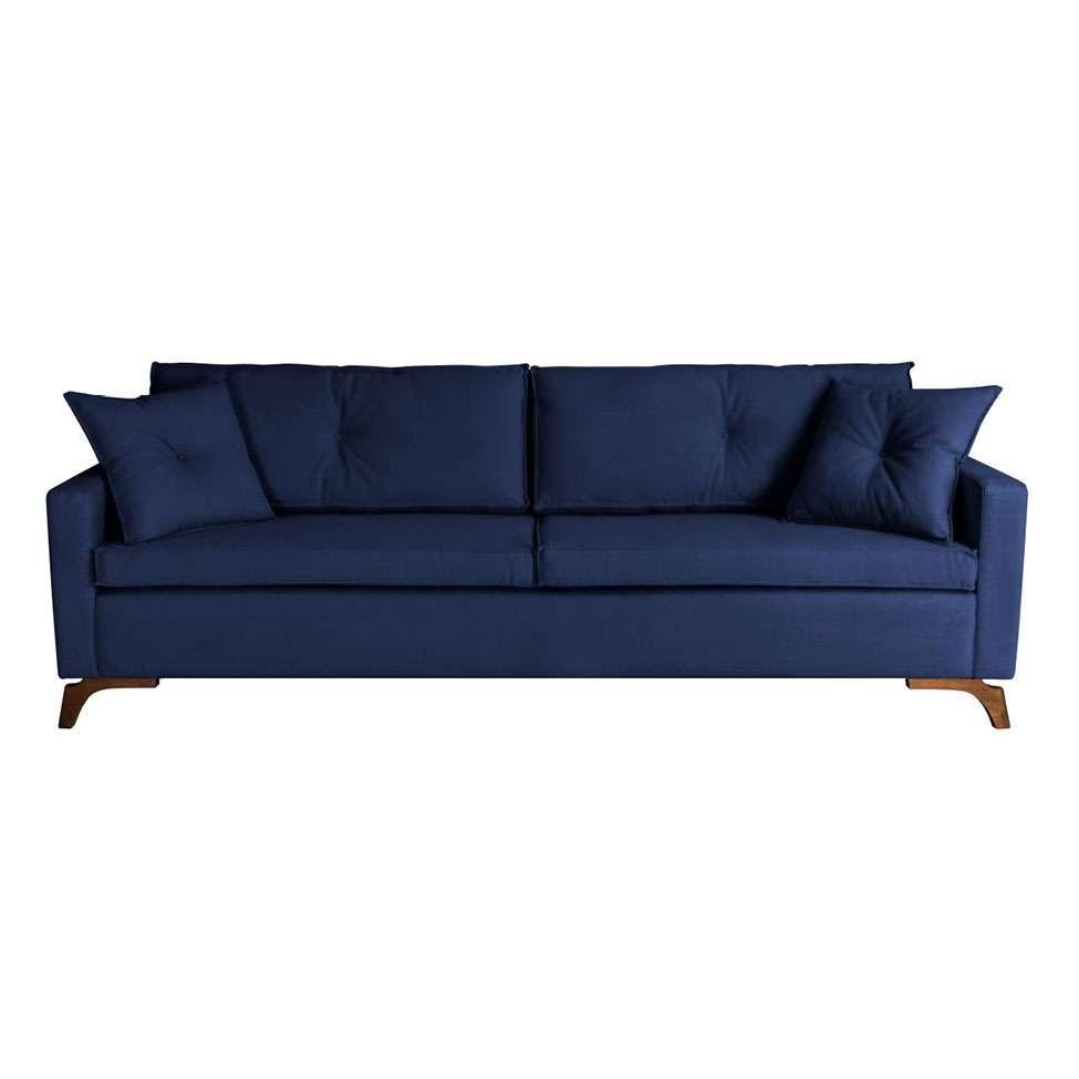Sofá 3 Lugares Viena Veludo Azul 190 cm | Pão de Açúcar