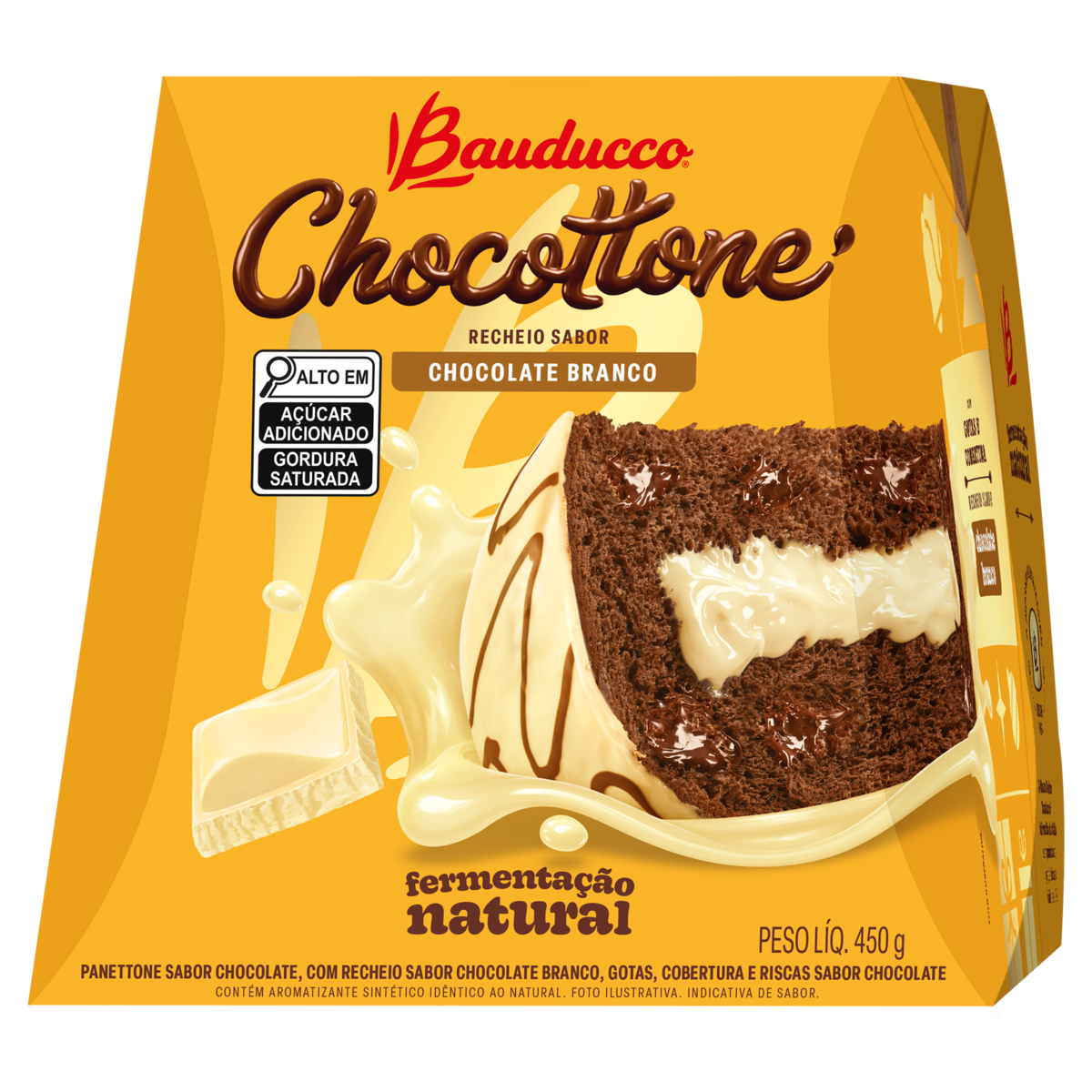 Panettone Chocolate Recheio e Cobertura Chocolate Branco Bauducco ...