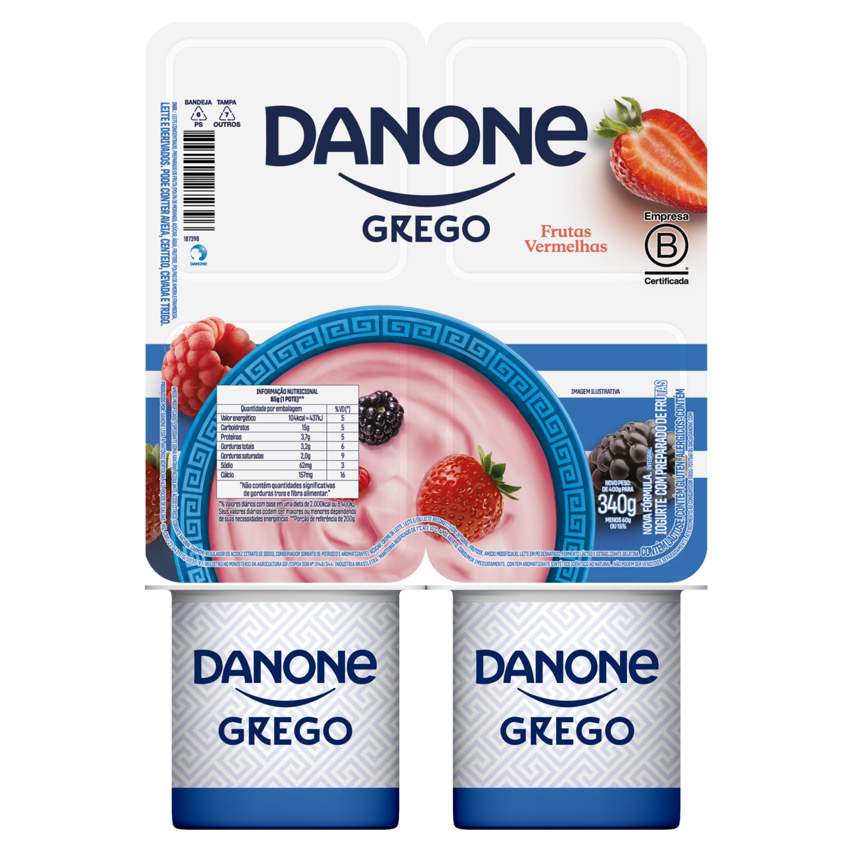 Iogurte Grego Danone Frutas Vermelhas 340g 4 unidades | Pão de Açúcar
